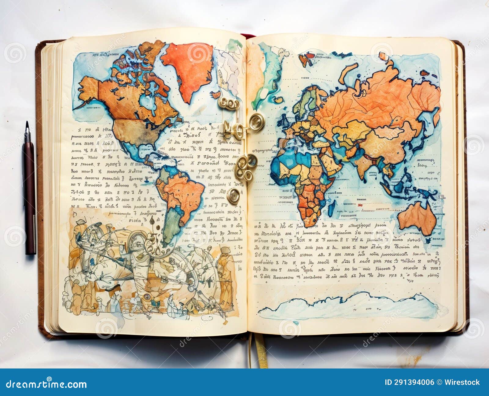 An Open Book Showing the Map and World of the World Stock Photo - Image ...