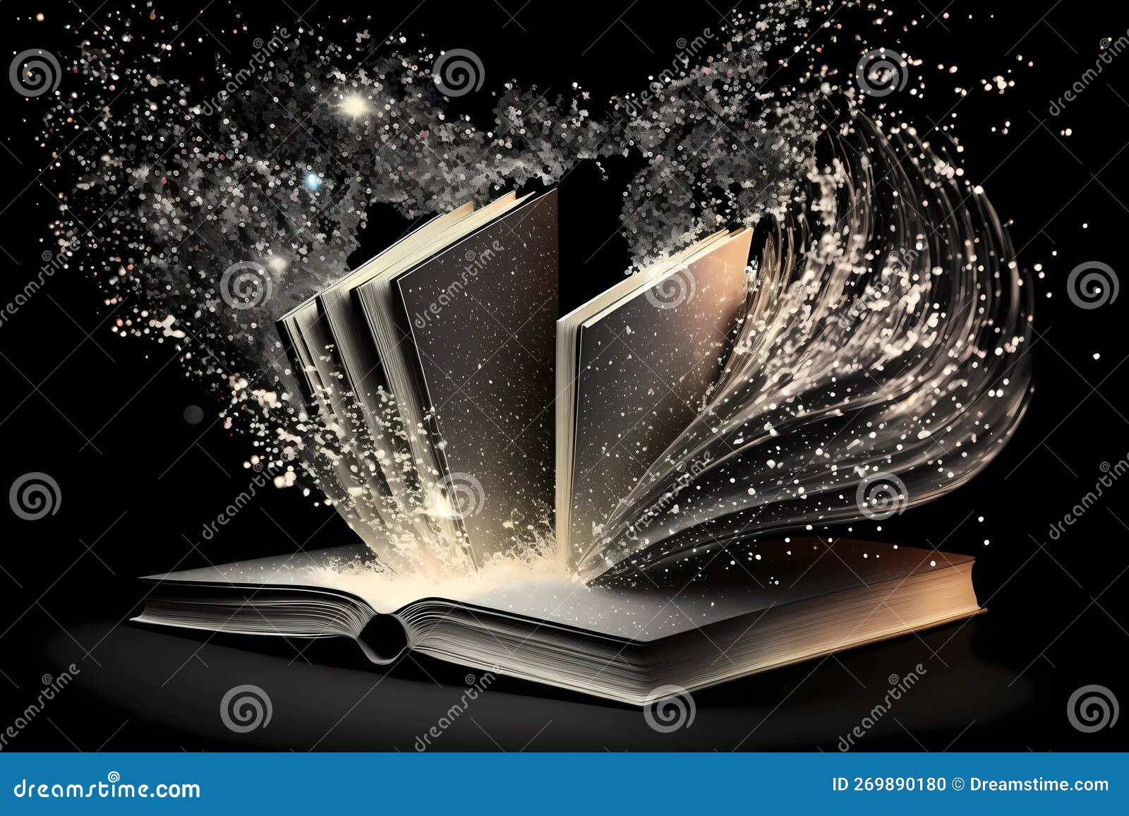Open Book with Silver Light Particles that Create a Stunning and ...