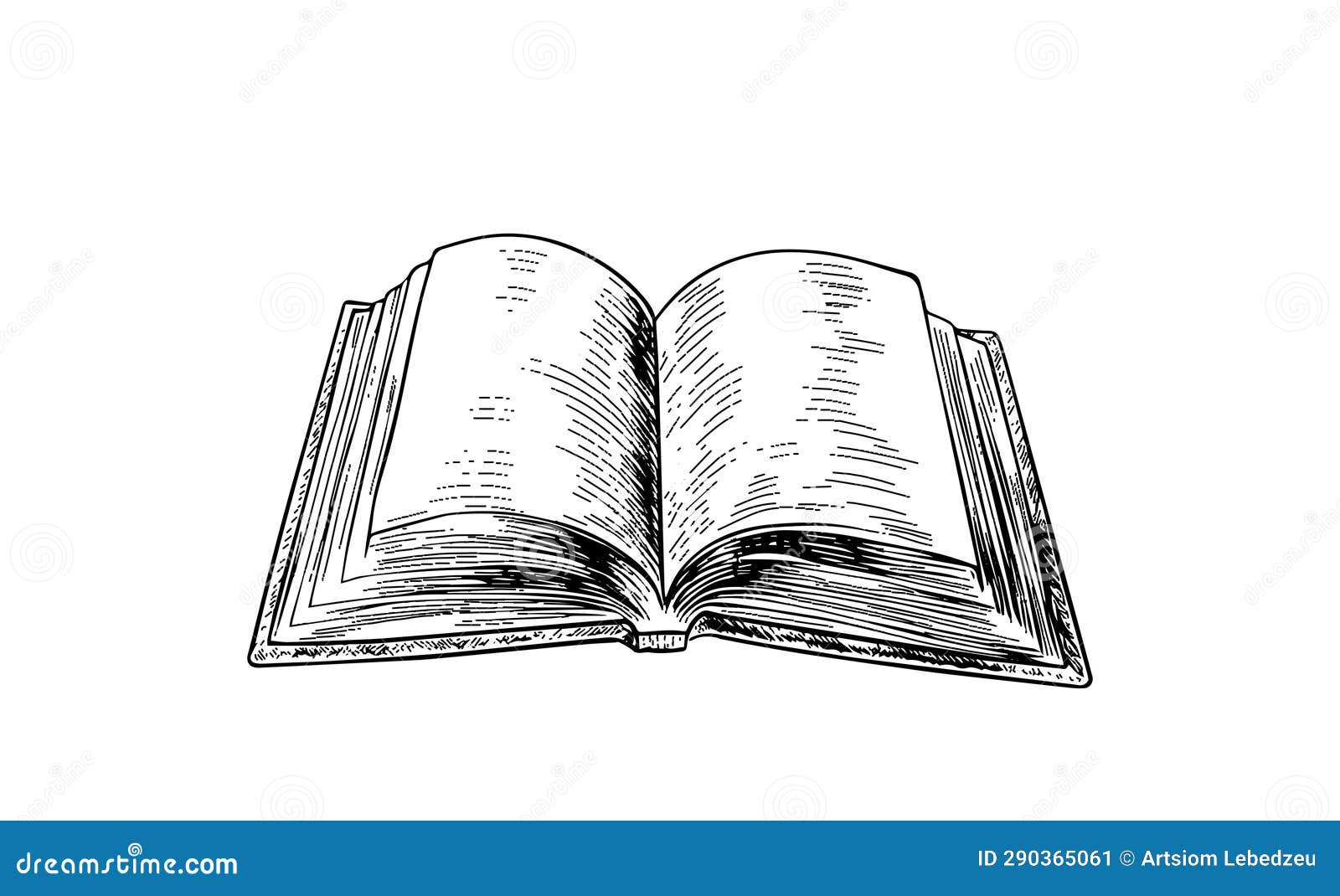 Open Book Sketch Engraving Vector Illustration. Scratch Board Style ...