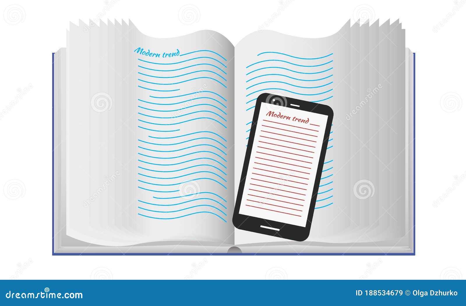 Open Book and Smartphone. Comparison of Traditional and Modern Stock ...