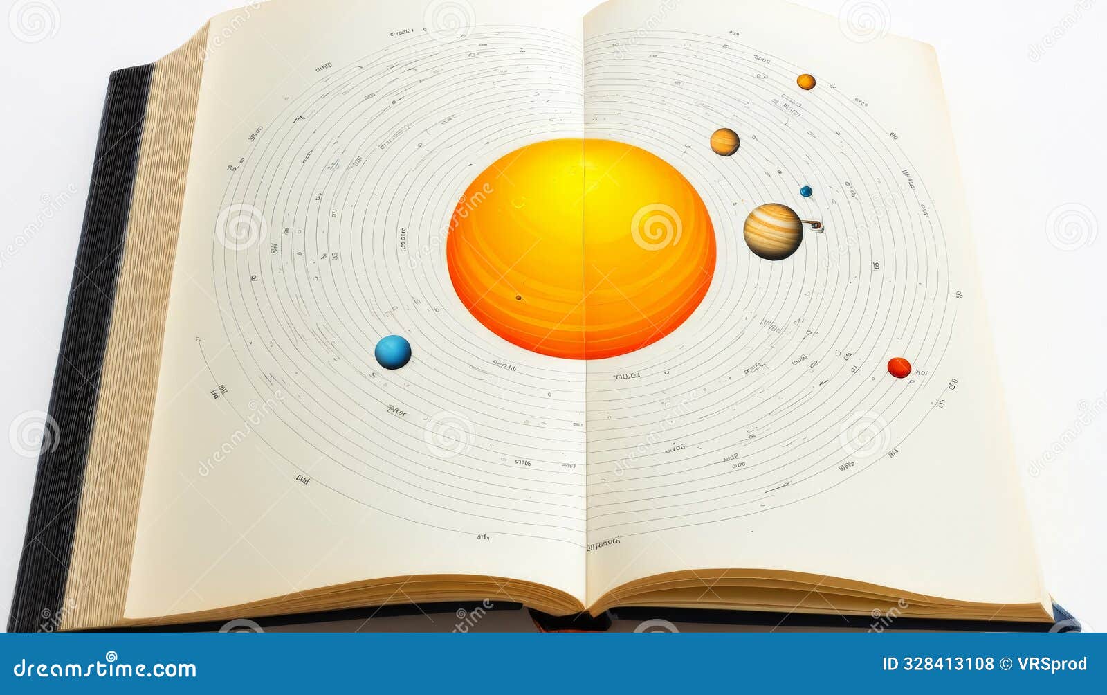 Open Book with Solar System Illustration Stock Illustration ...