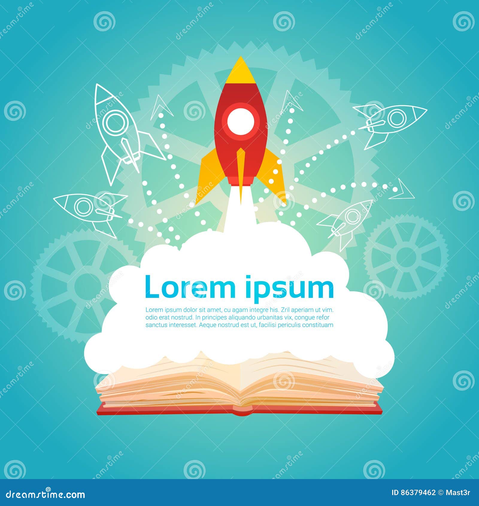 Open Book Space Rocket Business Startup Education Knowledge Concept ...