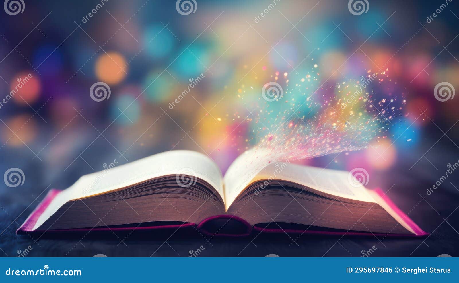 An Open Book with Sparkles Coming Out of it, AI Stock Photo - Image of ...