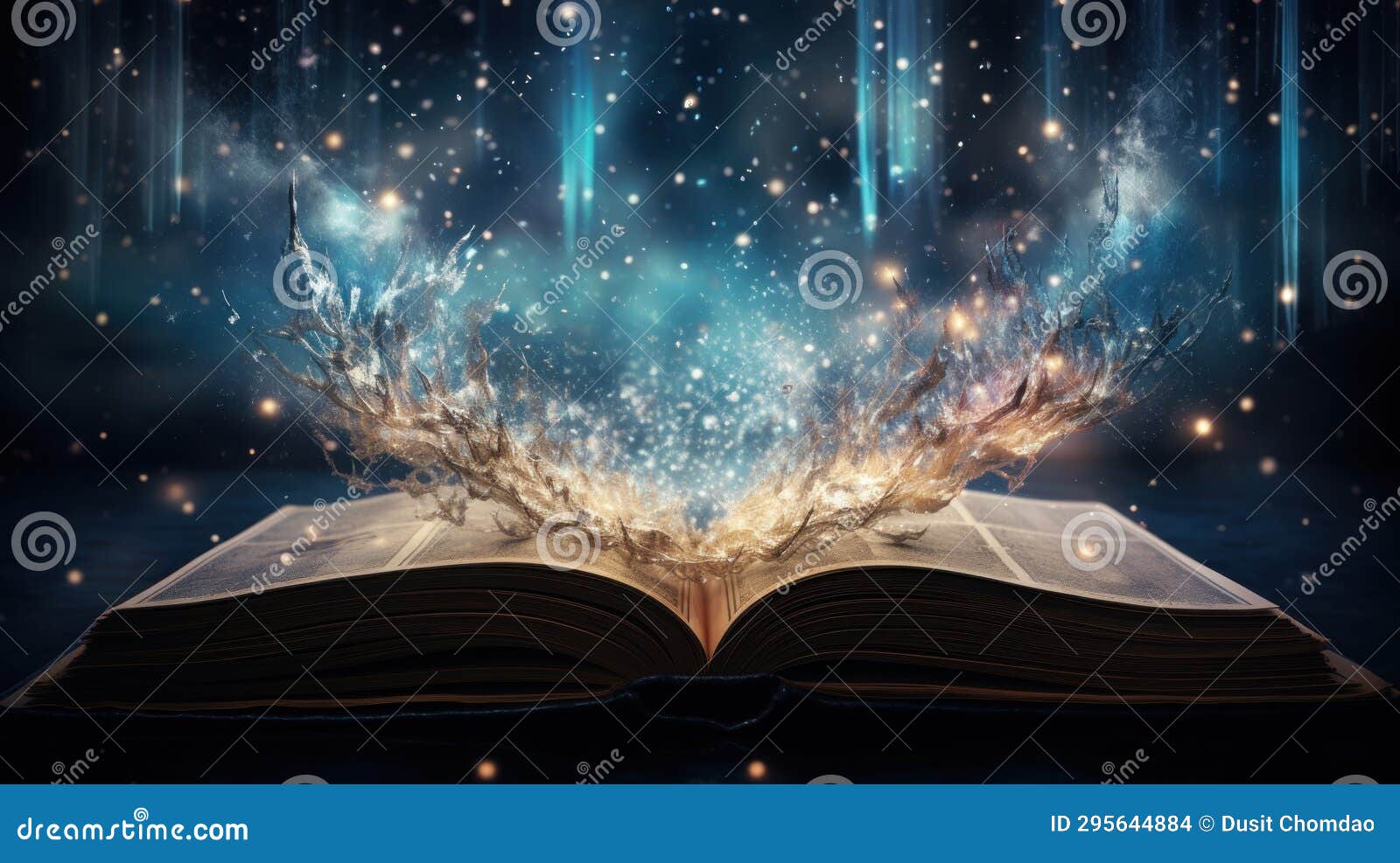 An Open Book with Sparkles Coming Out of it Ideal for Fantasy ...