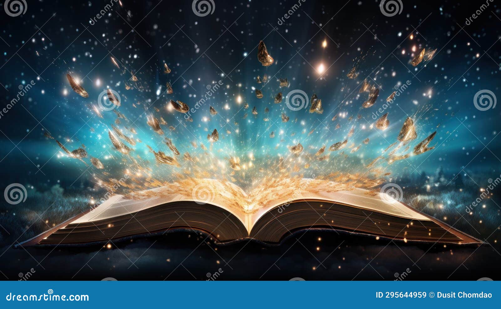 An Open Book with Sparkles Coming Out of it Ideal for Fantasy ...