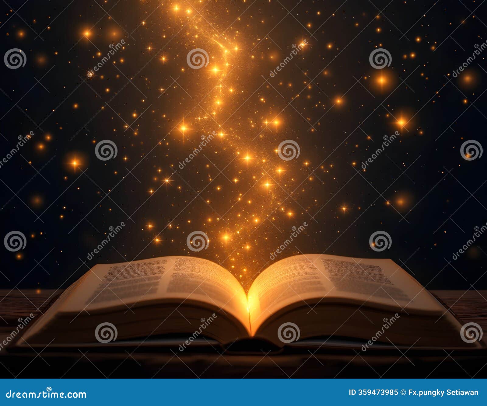 Open Book with Sparkling Glowing Light and Thunder Lightning Stock ...