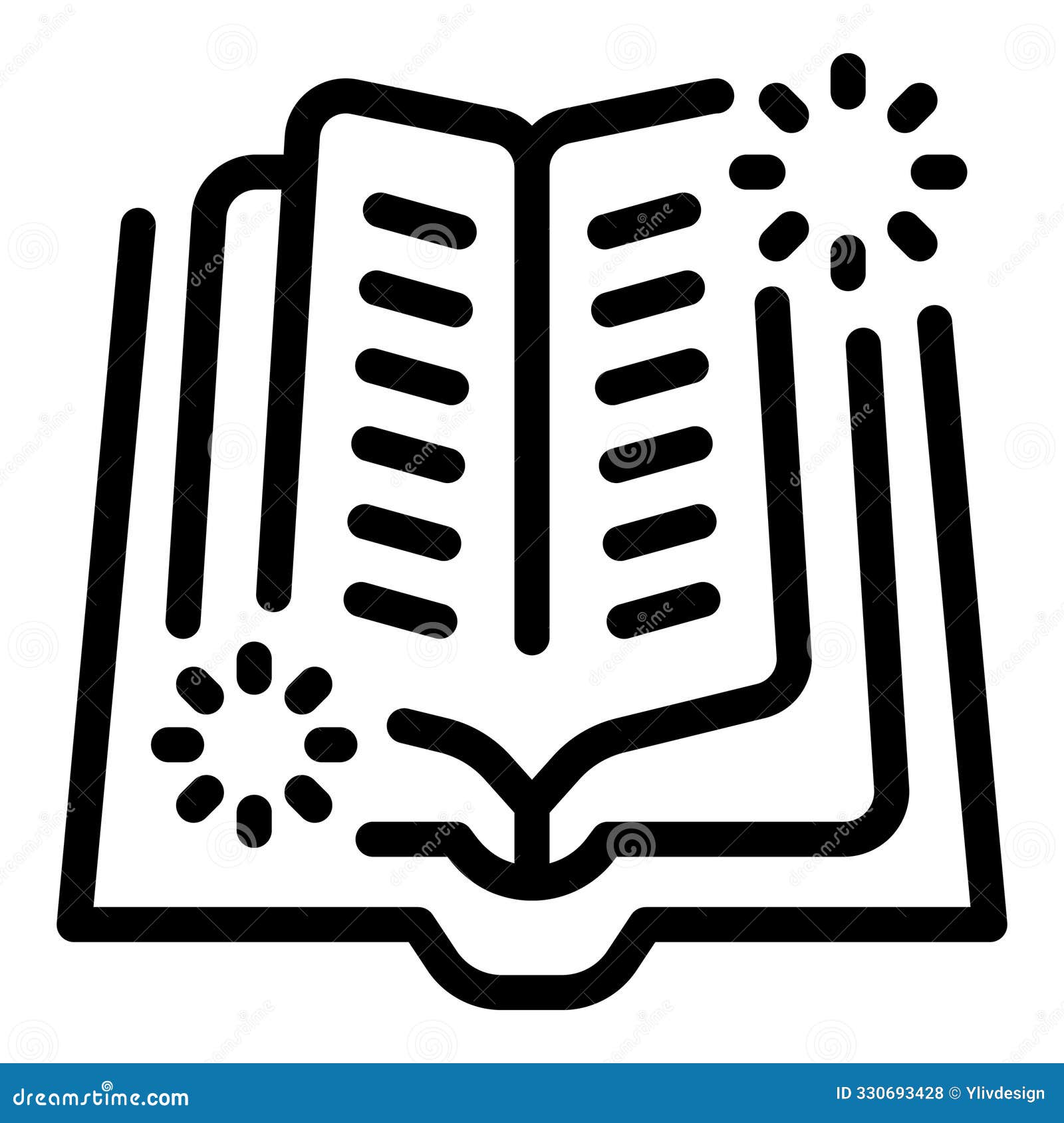 Open Book Spreading Magic and Shining Light with Sparkles Icon Stock ...
