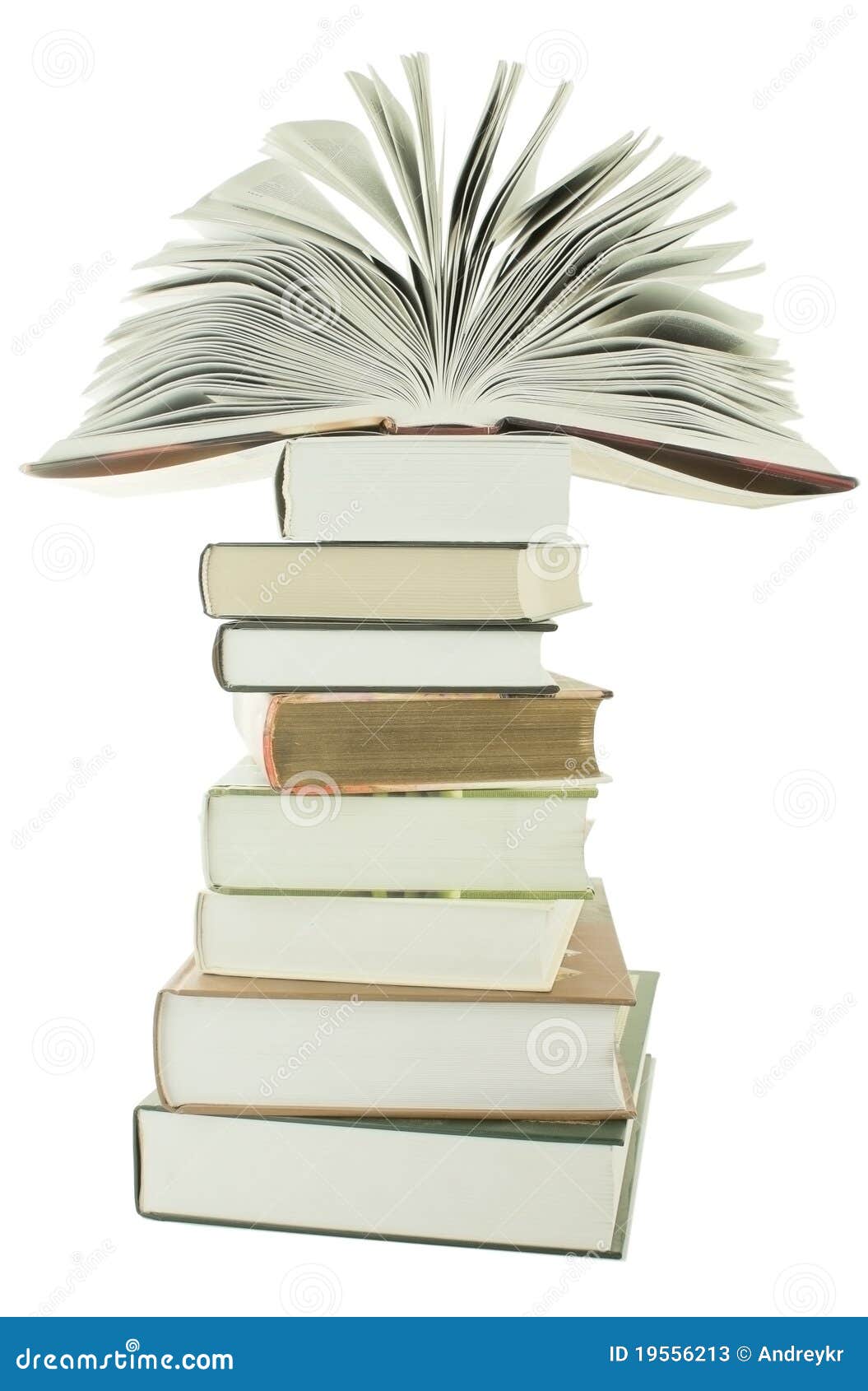 Open Book on the Stack of Books Stock Image - Image of page, textbook ...