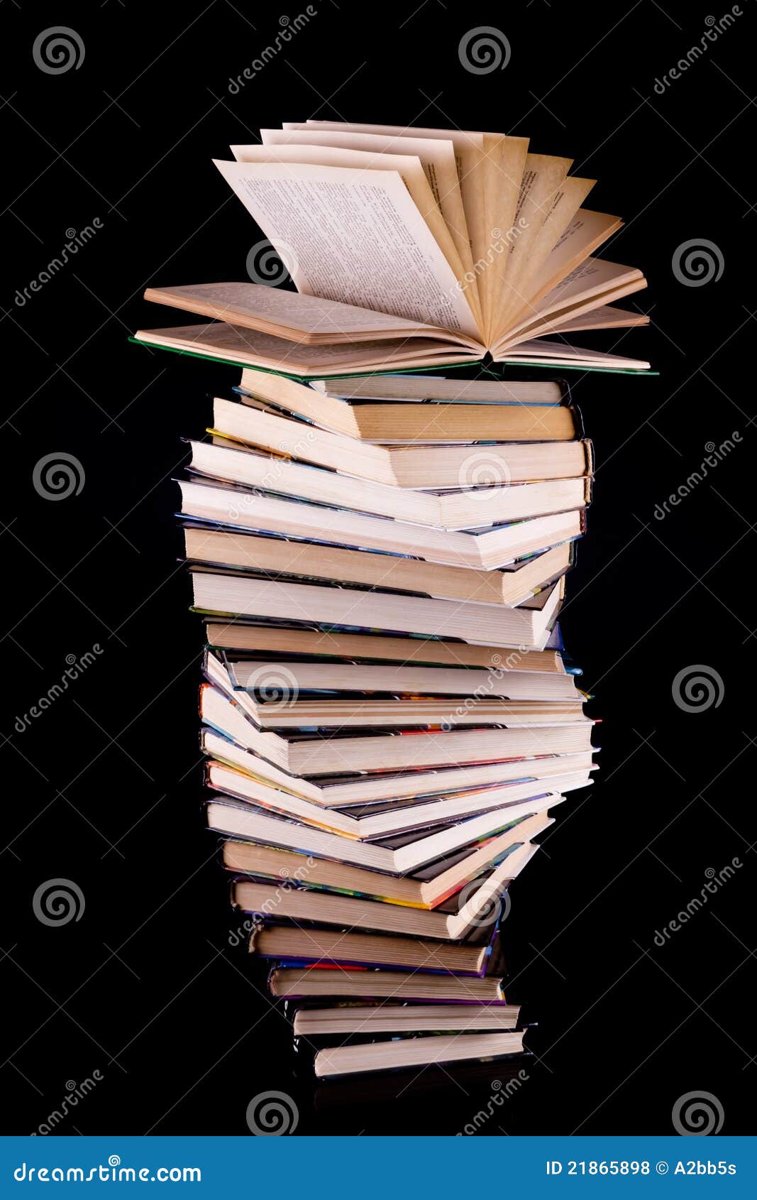 Open Book on Stack of Books Stock Photo - Image of accessibility, book ...