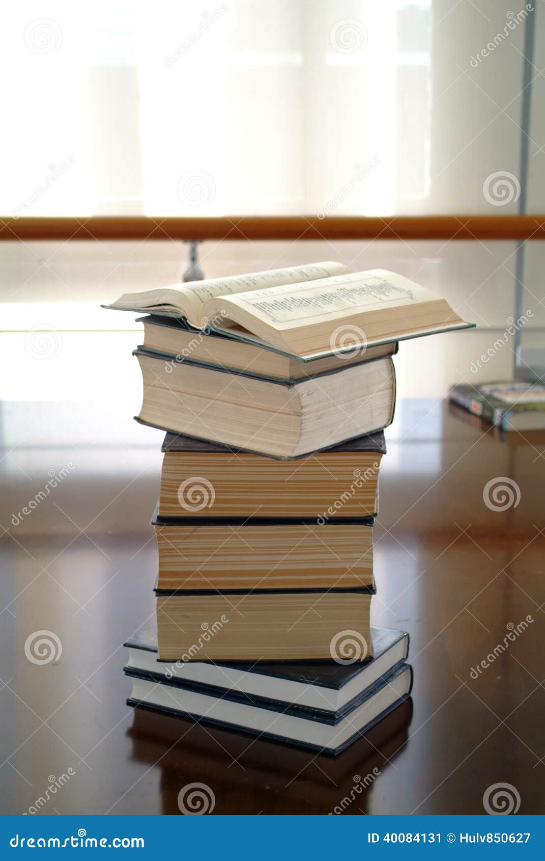 Open Book on a Stack of Books Stock Image - Image of studying, books ...