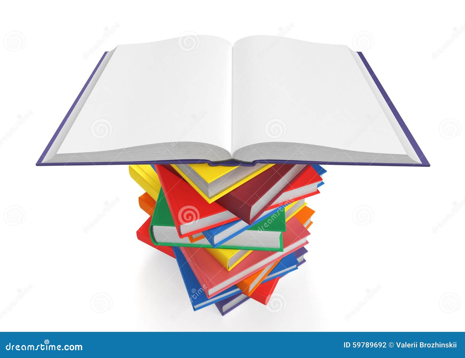 Open Book On Stack Of Books Stock Illustration - Illustration of front ...