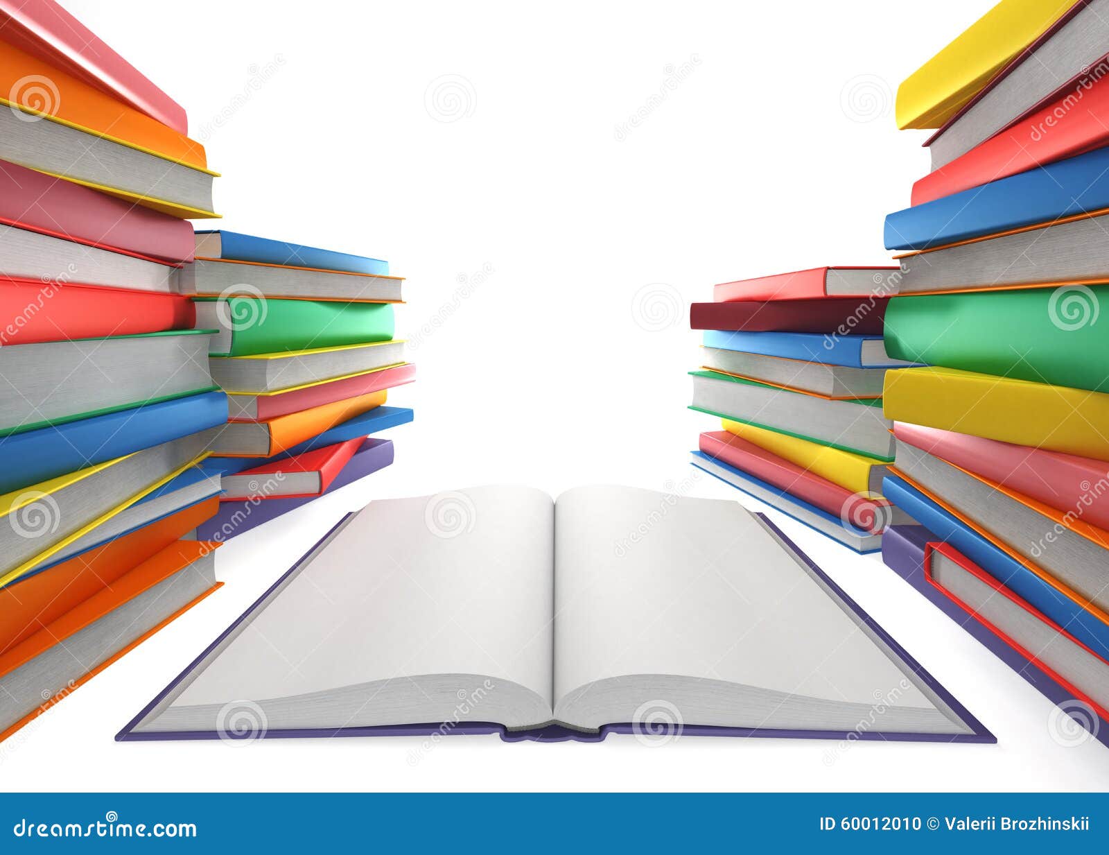 Open Book and a Stack of Books Stock Illustration - Illustration of ...
