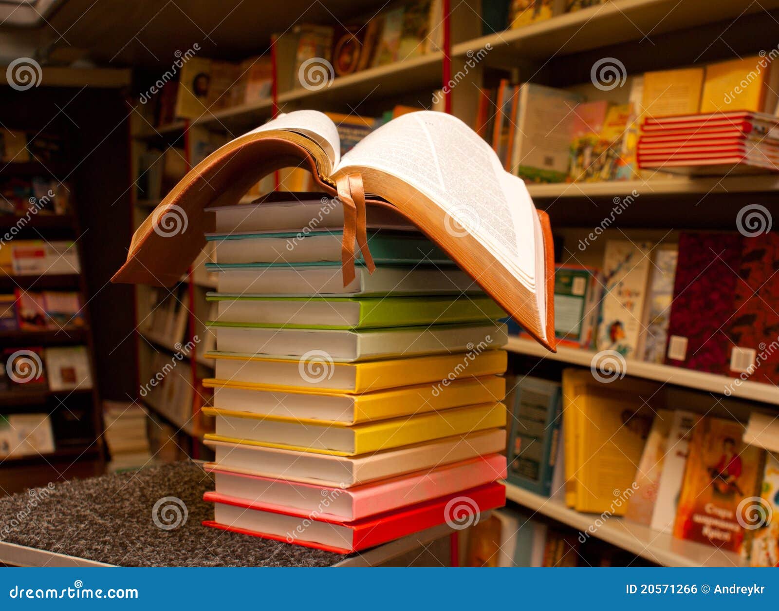 Open Book on the Stack of Colorful Books Stock Photo - Image of bible ...