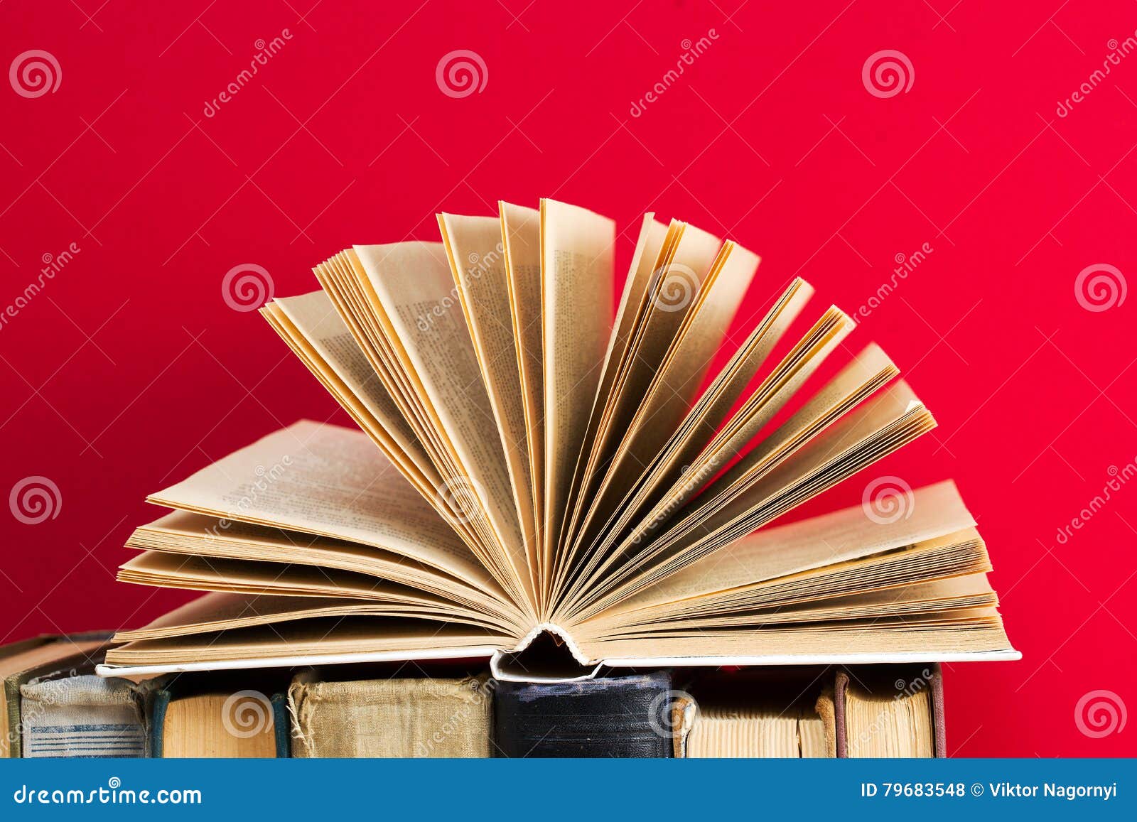 Open Book, Stack of Hardback Books. Back To School Stock Photo - Image ...