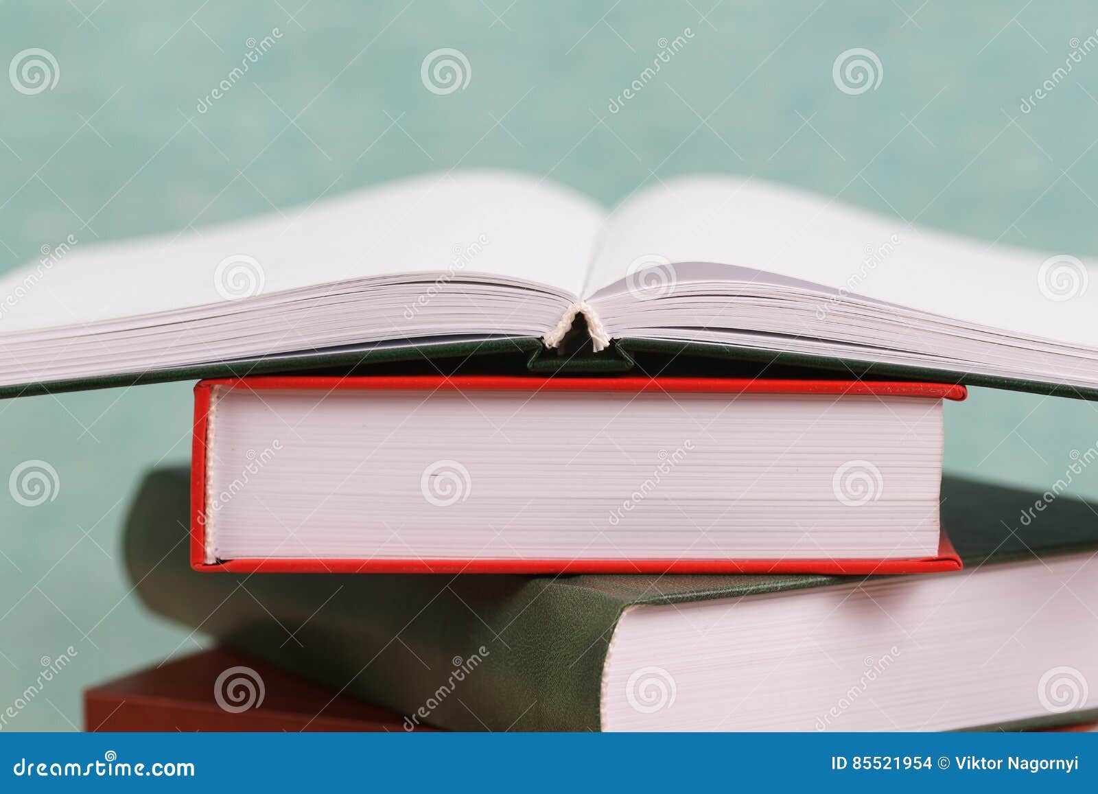 Open Book, Stack of Hardback Books. Back To School Stock Photo - Image ...