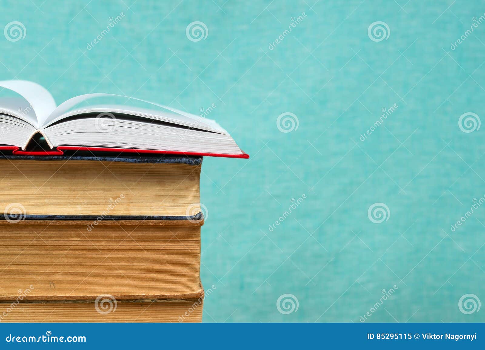 Open Book, Stack of Hardback Books. Back To School Stock Image - Image ...