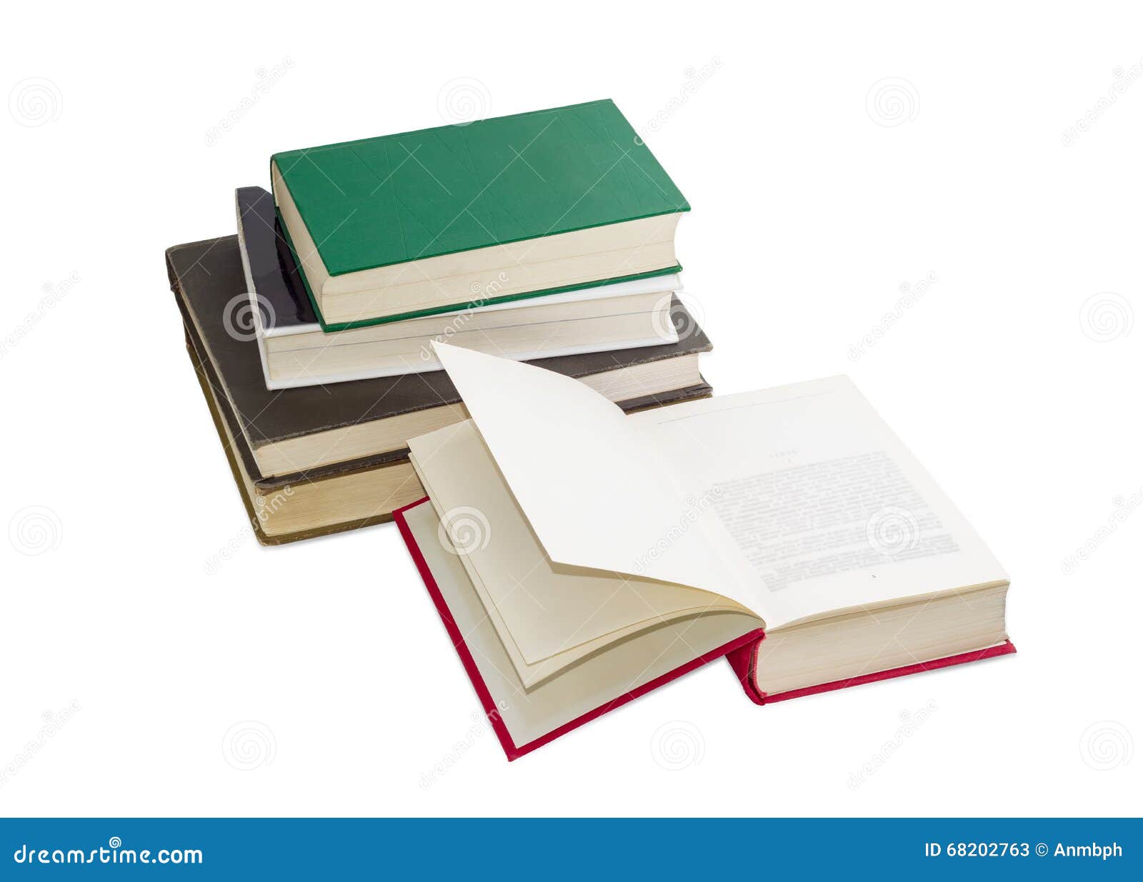 Open Book and Stack of Several Different Books Stock Image - Image of ...