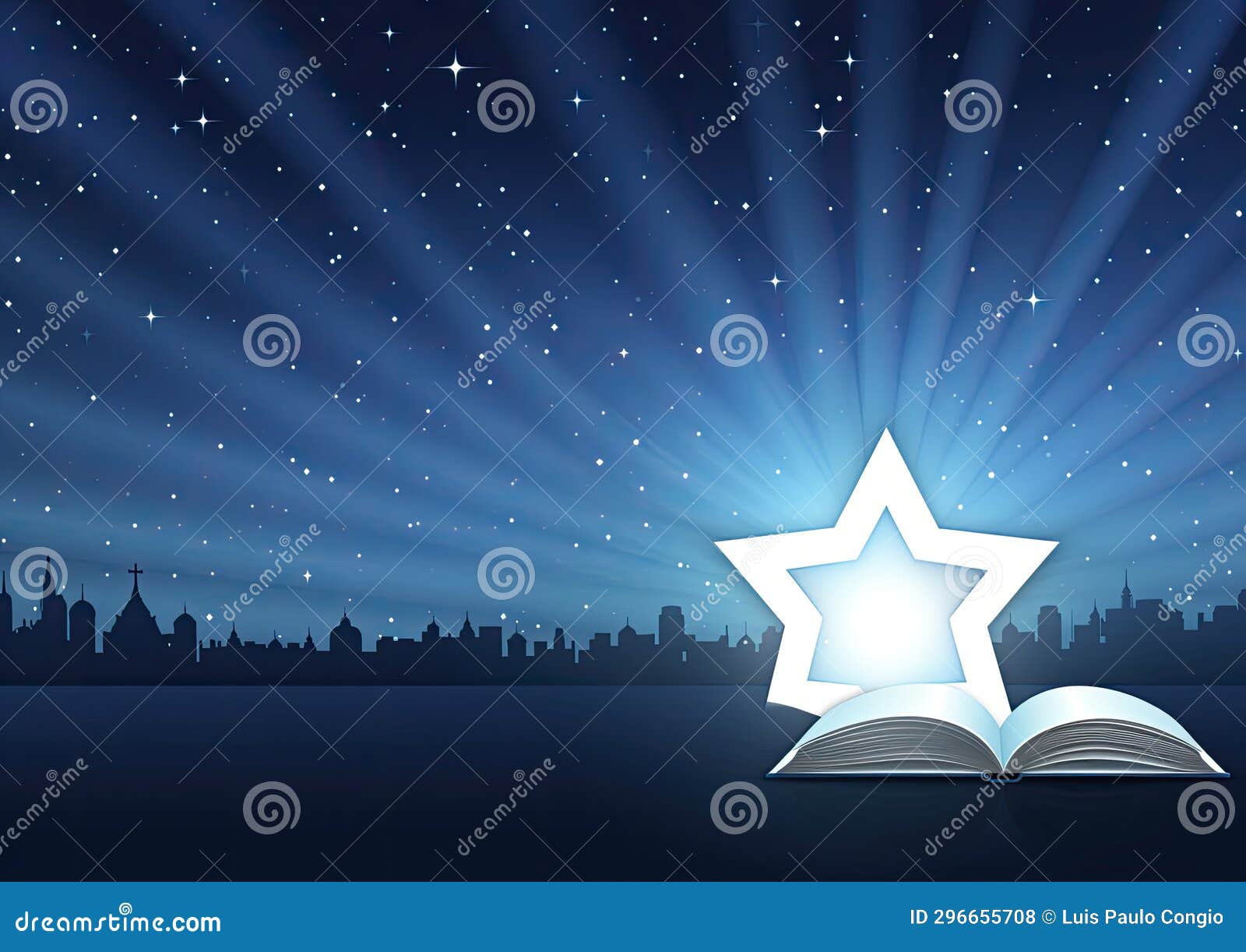 An Open Book with a Star on Top Stock Illustration - Illustration of ...