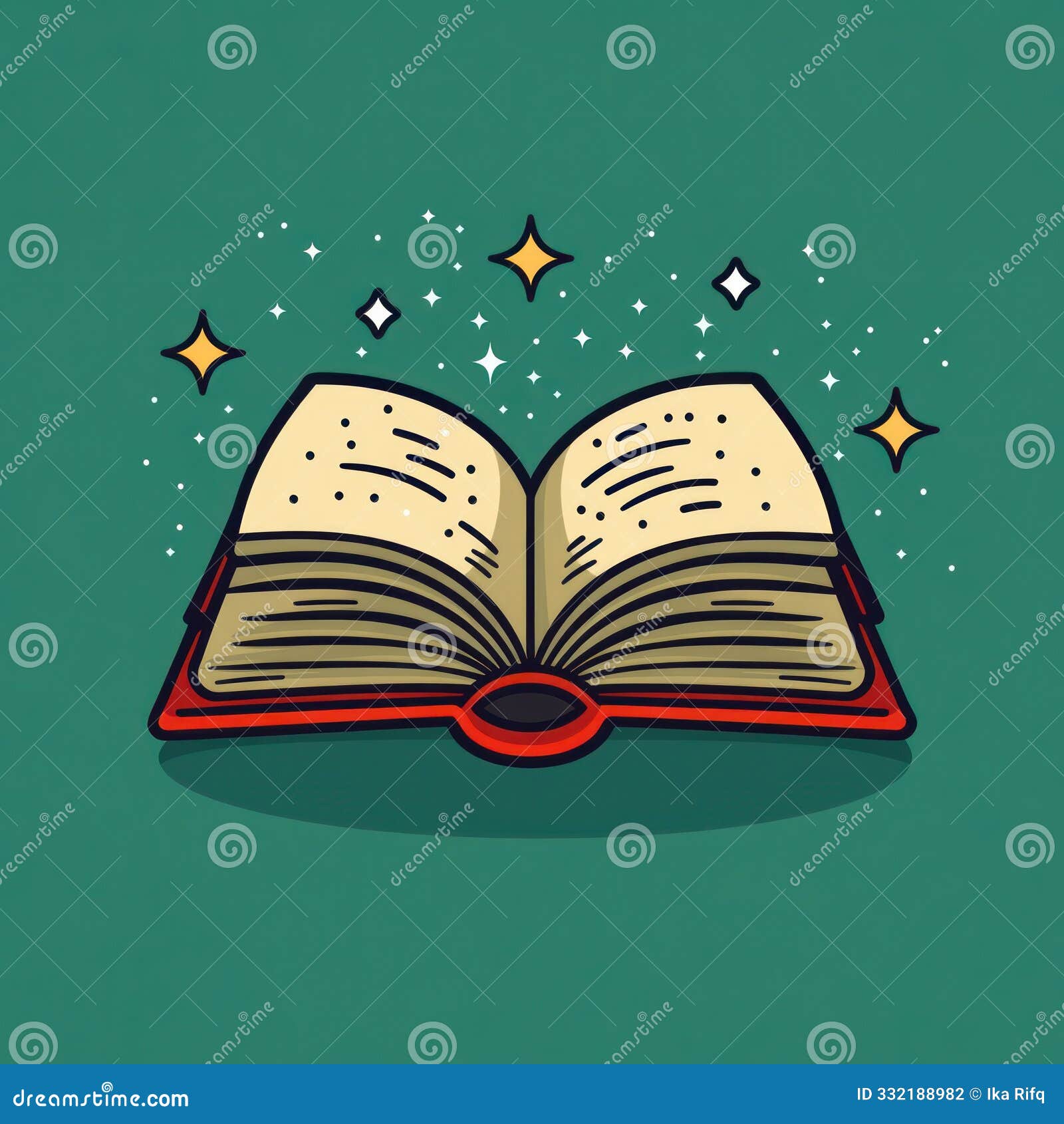 Open Book with Stars Illustration Stock Illustration - Illustration of ...