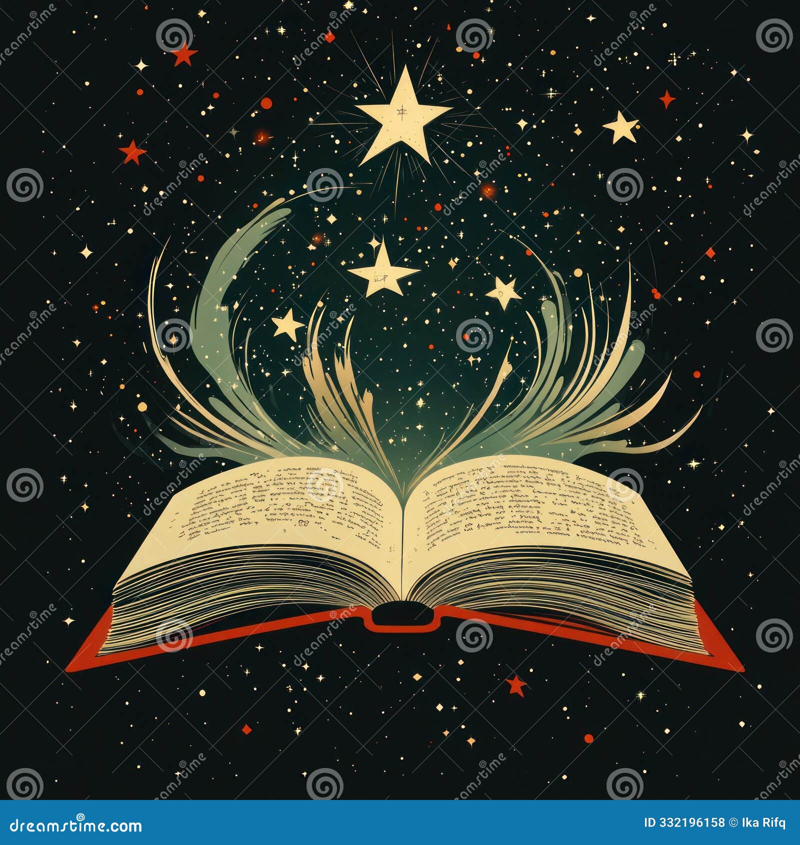 Open Book with Stars Illustration Stock Illustration - Illustration of ...
