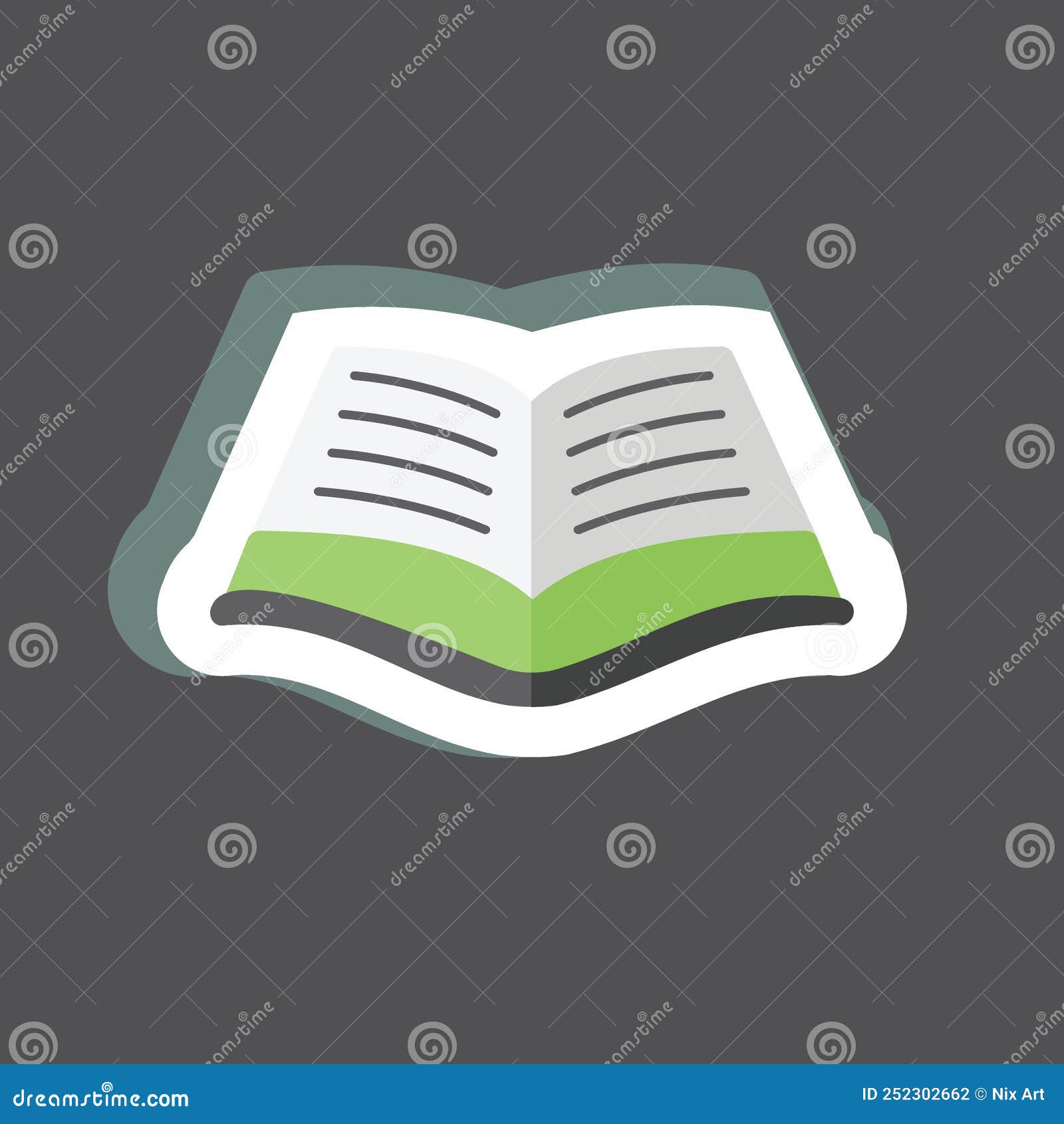 Open Book Sticker in Trendy Isolated on Black Background Stock ...