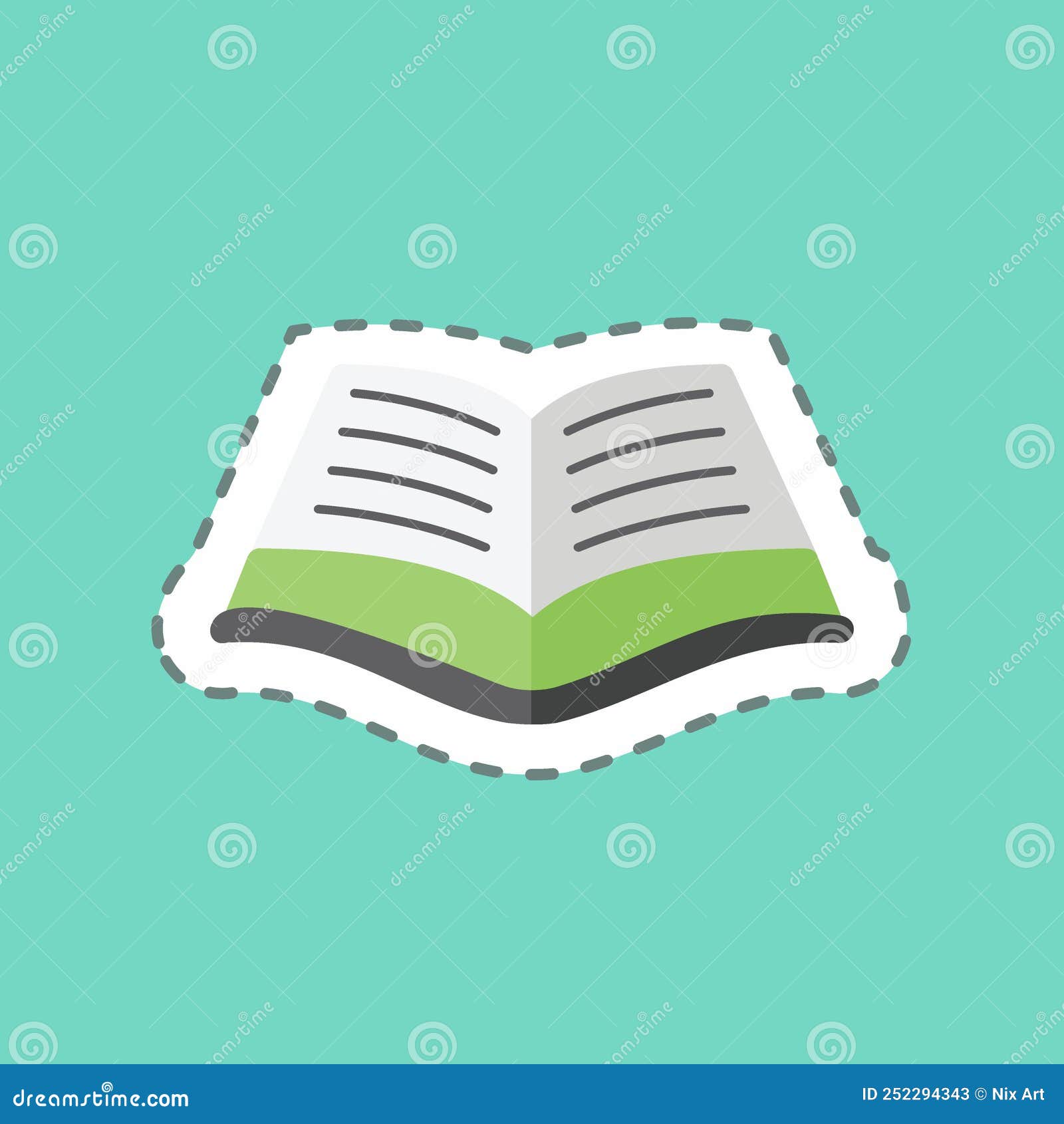 Open Book Sticker in Trendy Line Cut Isolated on Blue Background Stock ...