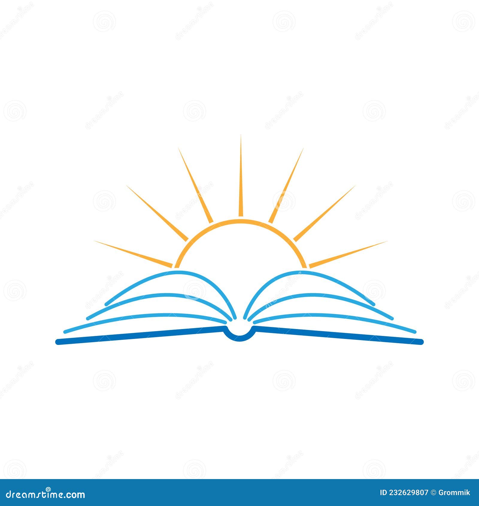 An Open Book and the Sun. a Flat Icon, a Symbol of Study and Education ...