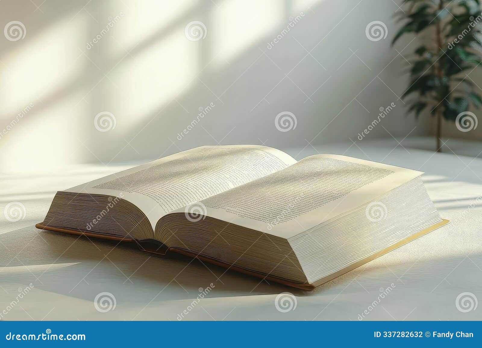 Open Book with Sunlight Shining through Window, Reading and Relaxation ...