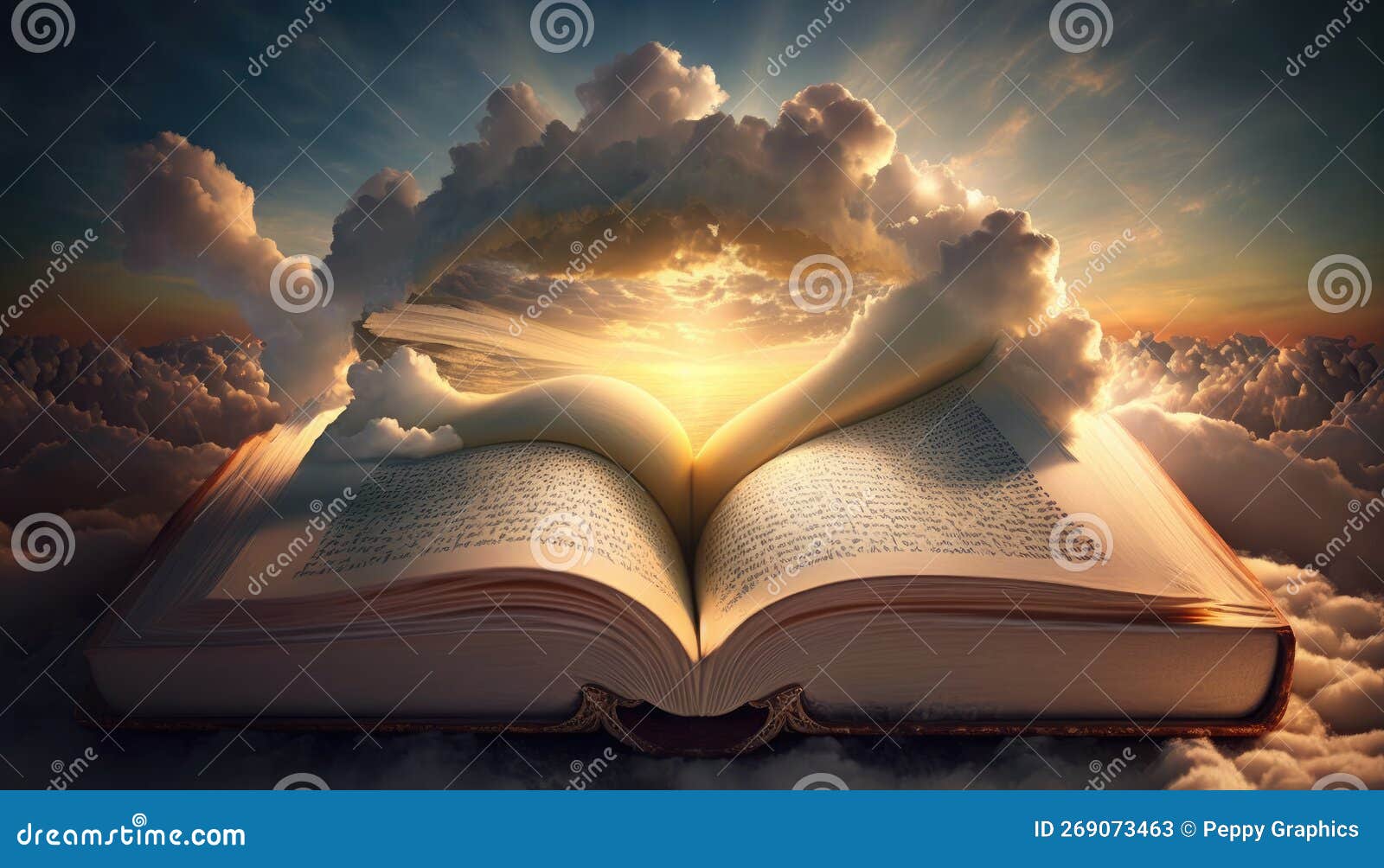 Open Book during Sunset with Clouds Stock Illustration - Illustration ...