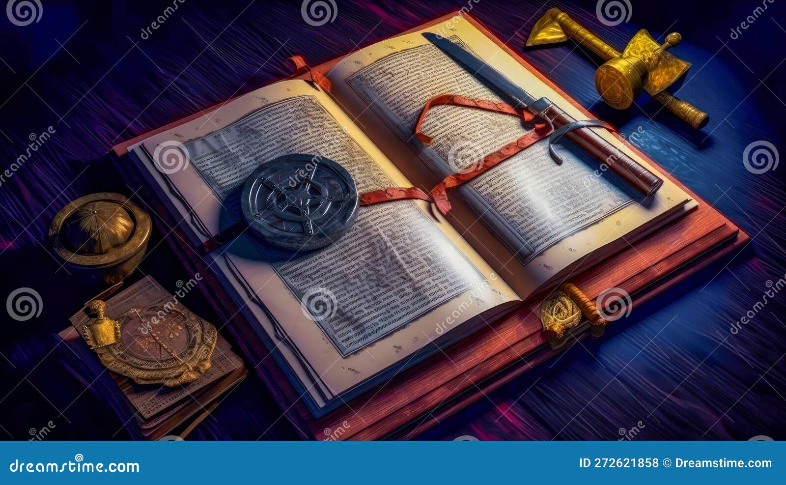 An Open Book with Sword and Dagger on Top of it. Generative AI Stock ...