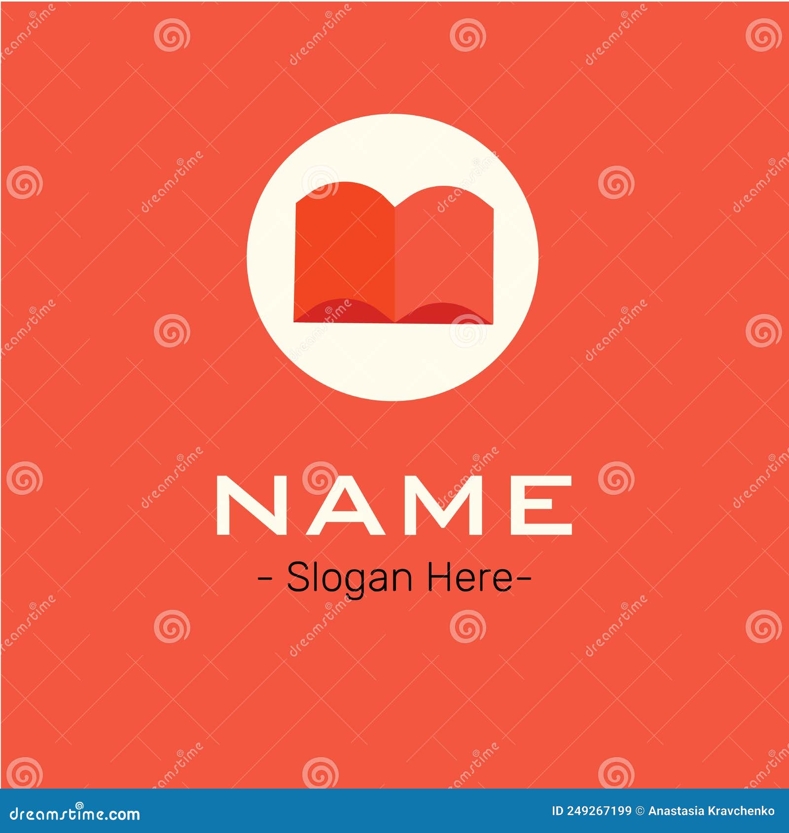 The Open Book Symbol with Red Cover in Red White Circle and Square ...