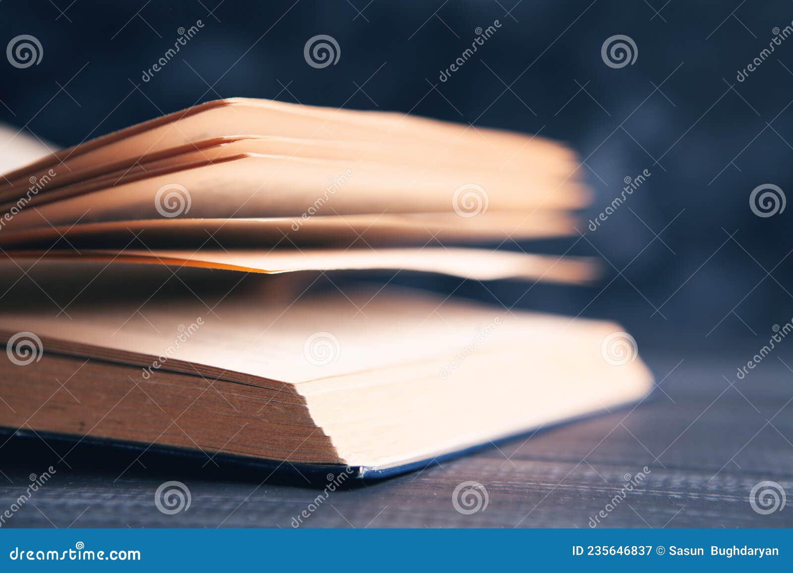 Open book on the table stock image. Image of brown, reading - 235646837