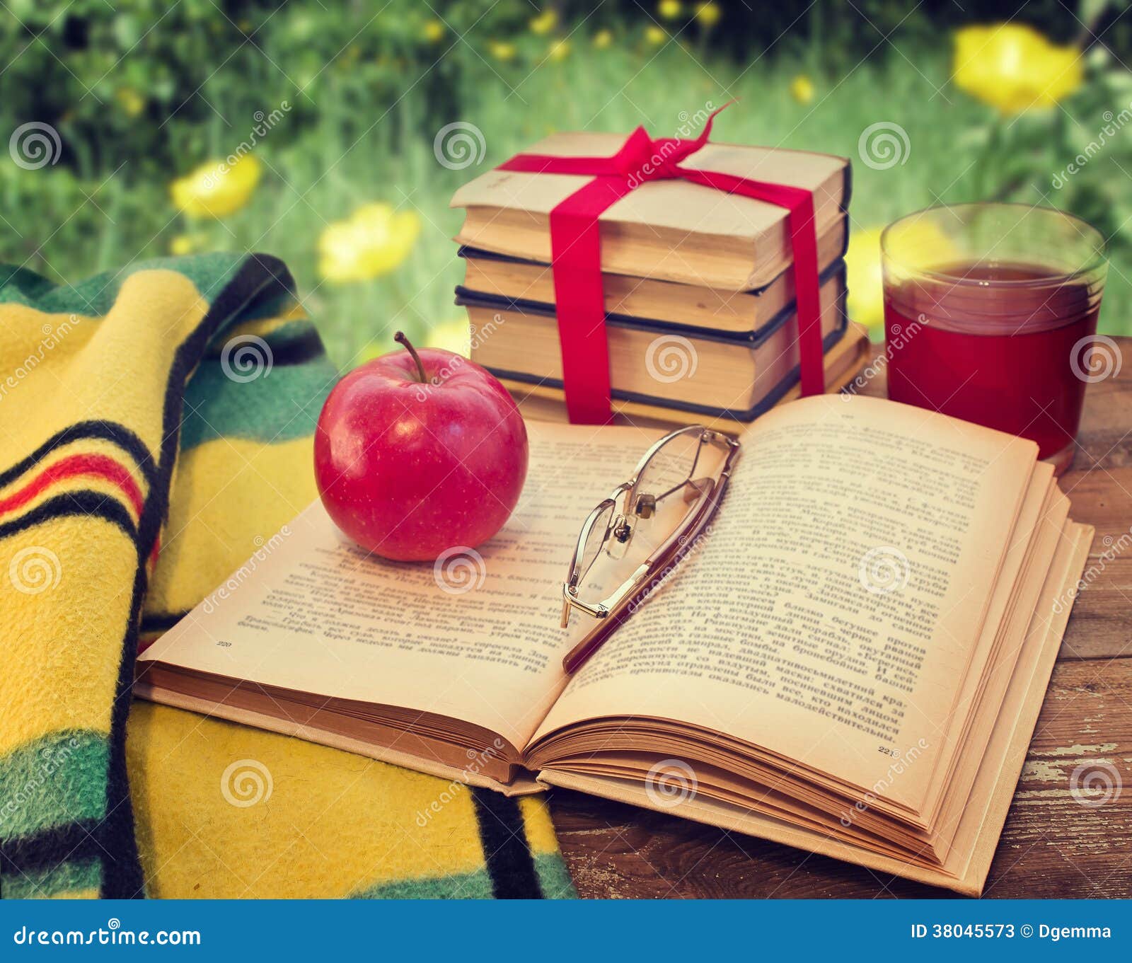 Open book on a table stock image. Image of grass, flowers - 38045573