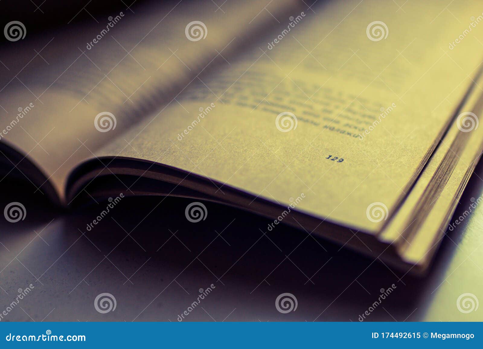Open Book on the Table. Closeup, Side View Stock Image - Image of icon ...
