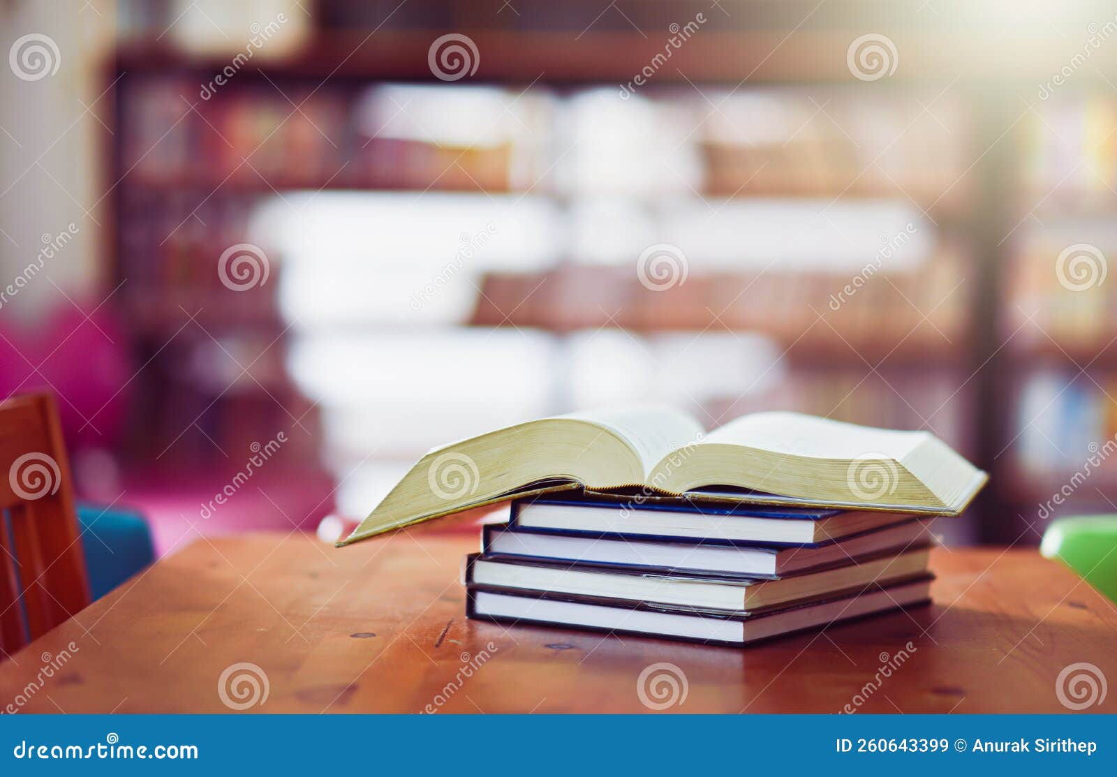 Open Book on the Table in Library Stock Image - Image of ancient, paper ...