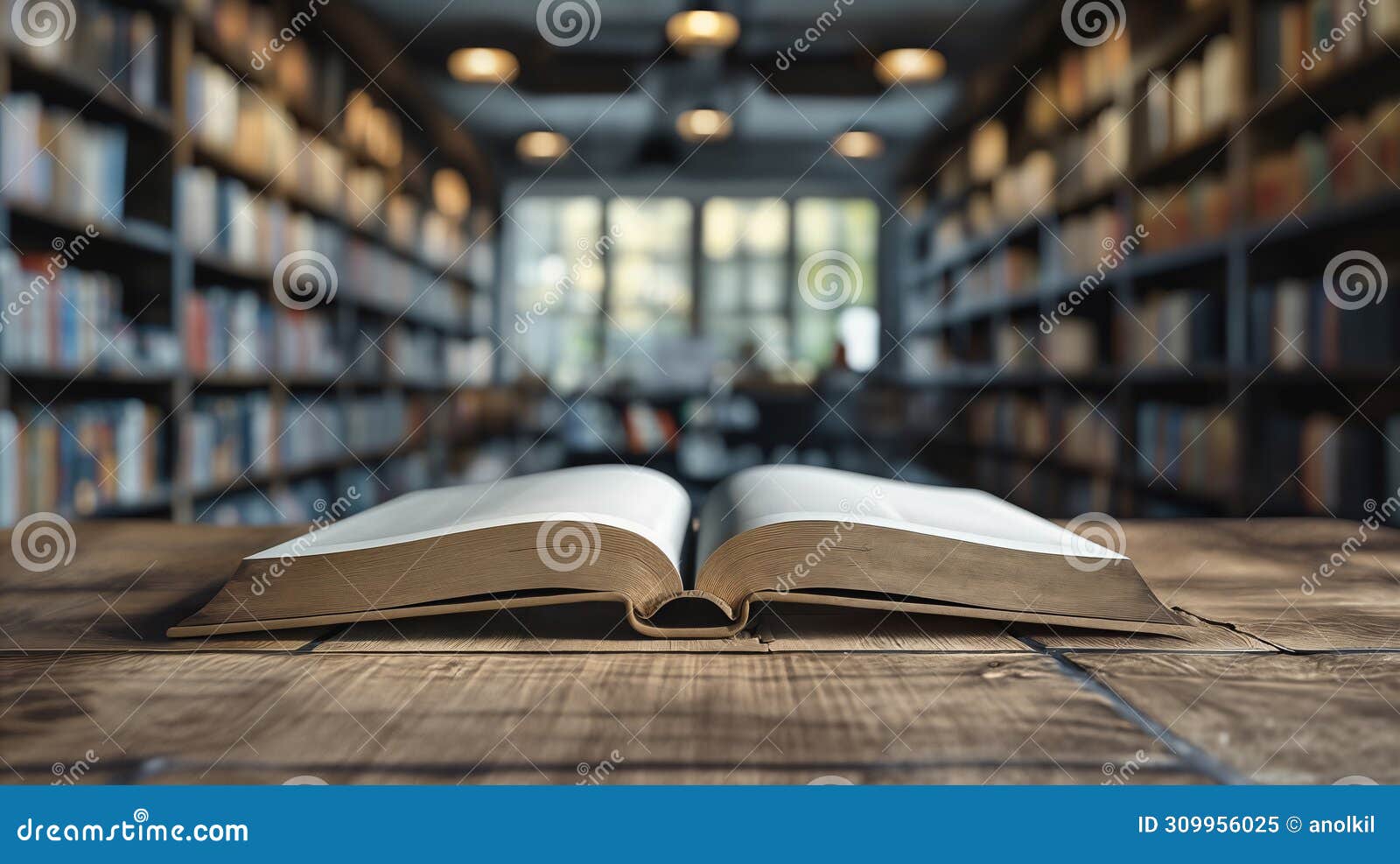 Open Book on the Table in Library. Generative AI Stock Illustration ...