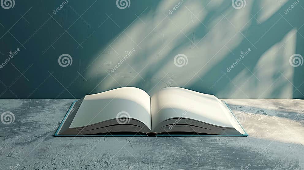 Open Book on Table with Light and Shadow Patterns Stock Illustration ...