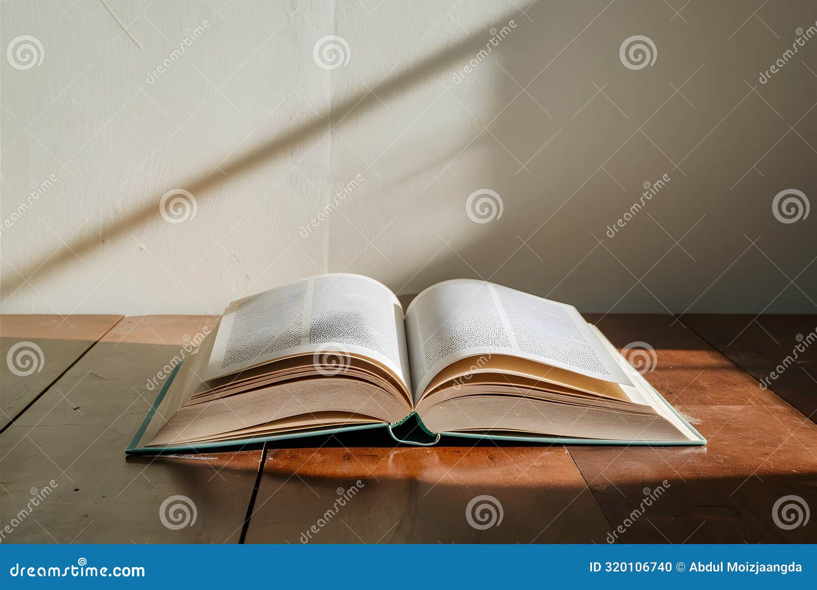 Open Book on Table, Pages Spread, Soft Light, Serene Reading Ambiance ...