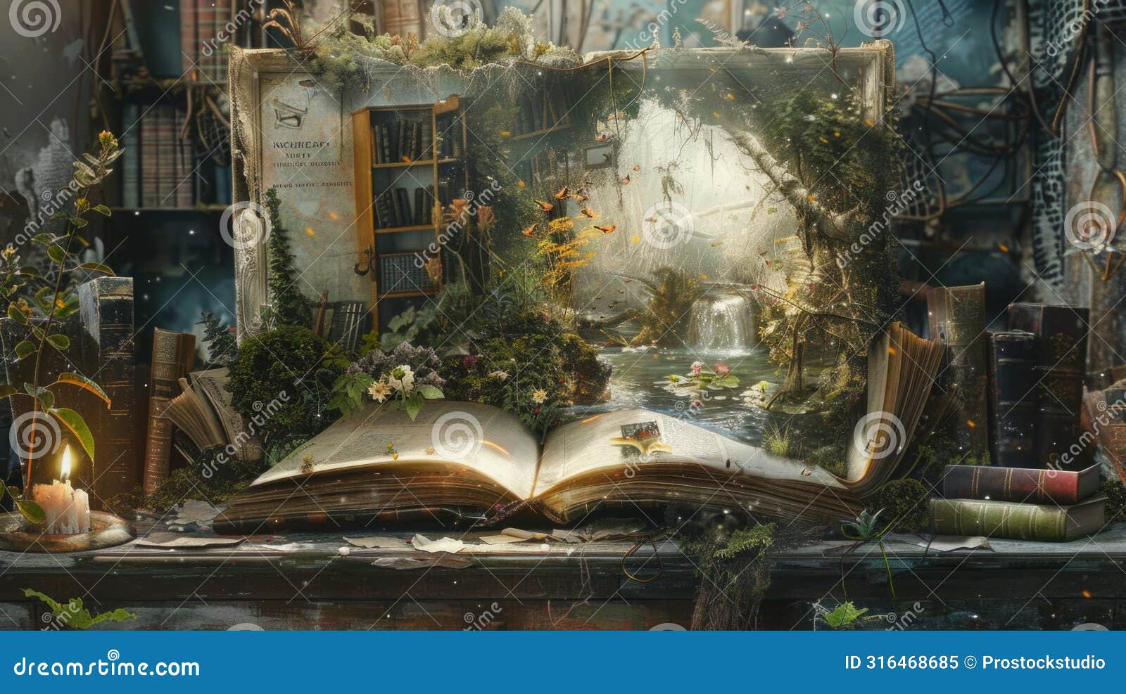 Open Book on Table, Panorama Stock Image - Image of flat, read: 316468685