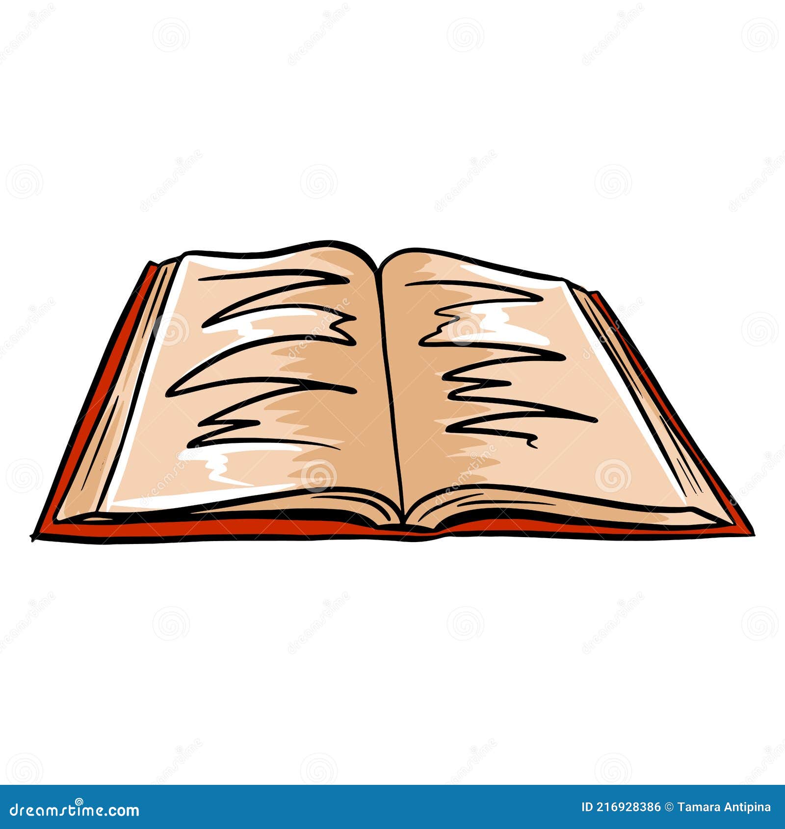 Open Book. Textbook. an Old Book To Read. Tutorial. Cartoon Style Stock ...