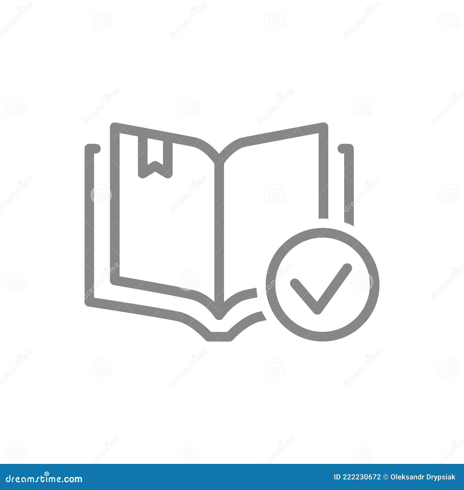 Open Book with Tick Checkmark Line Icon. Book Verification, Library ...