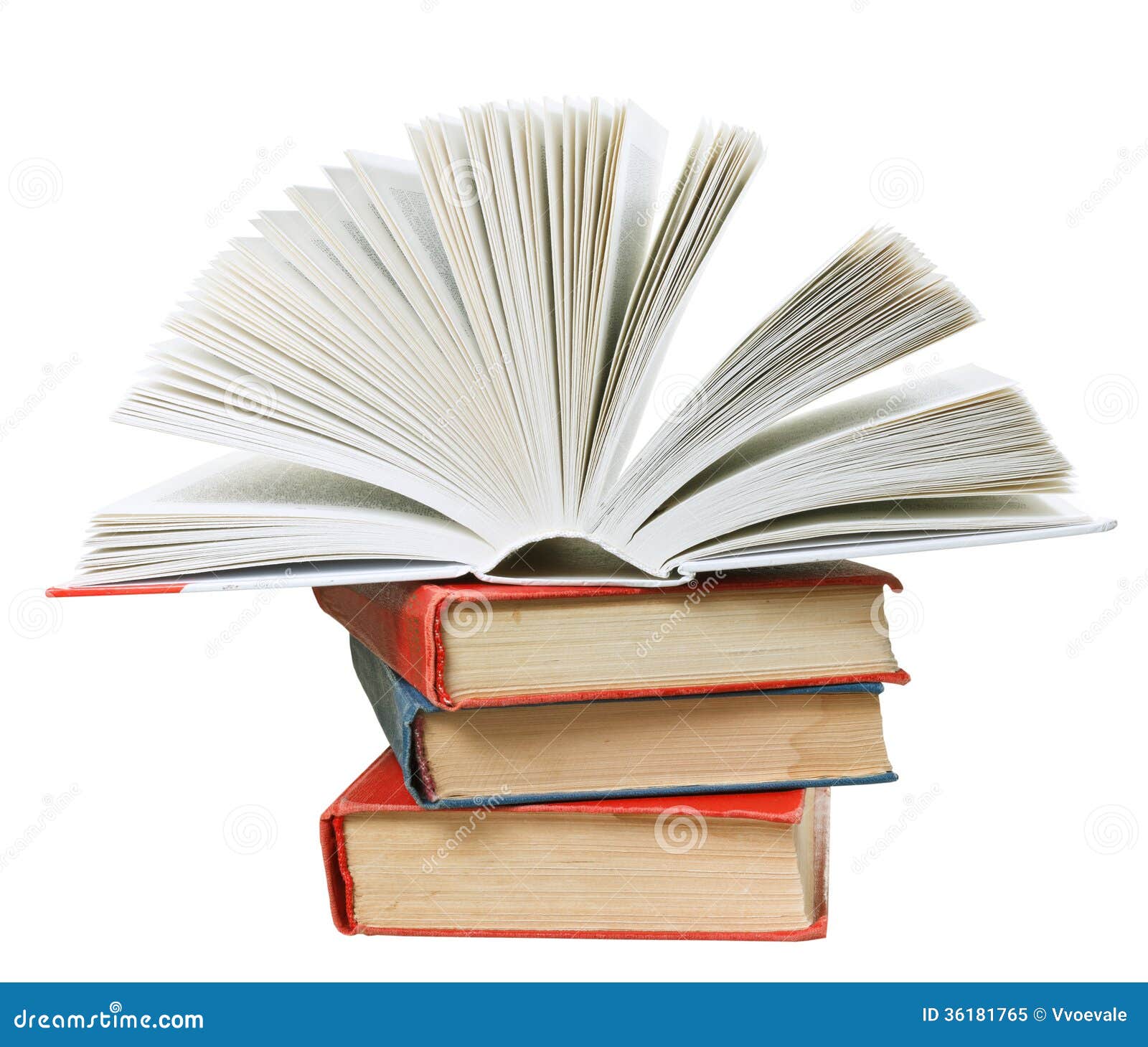 Open Book on Top of Stack of Books Stock Image - Image of book ...
