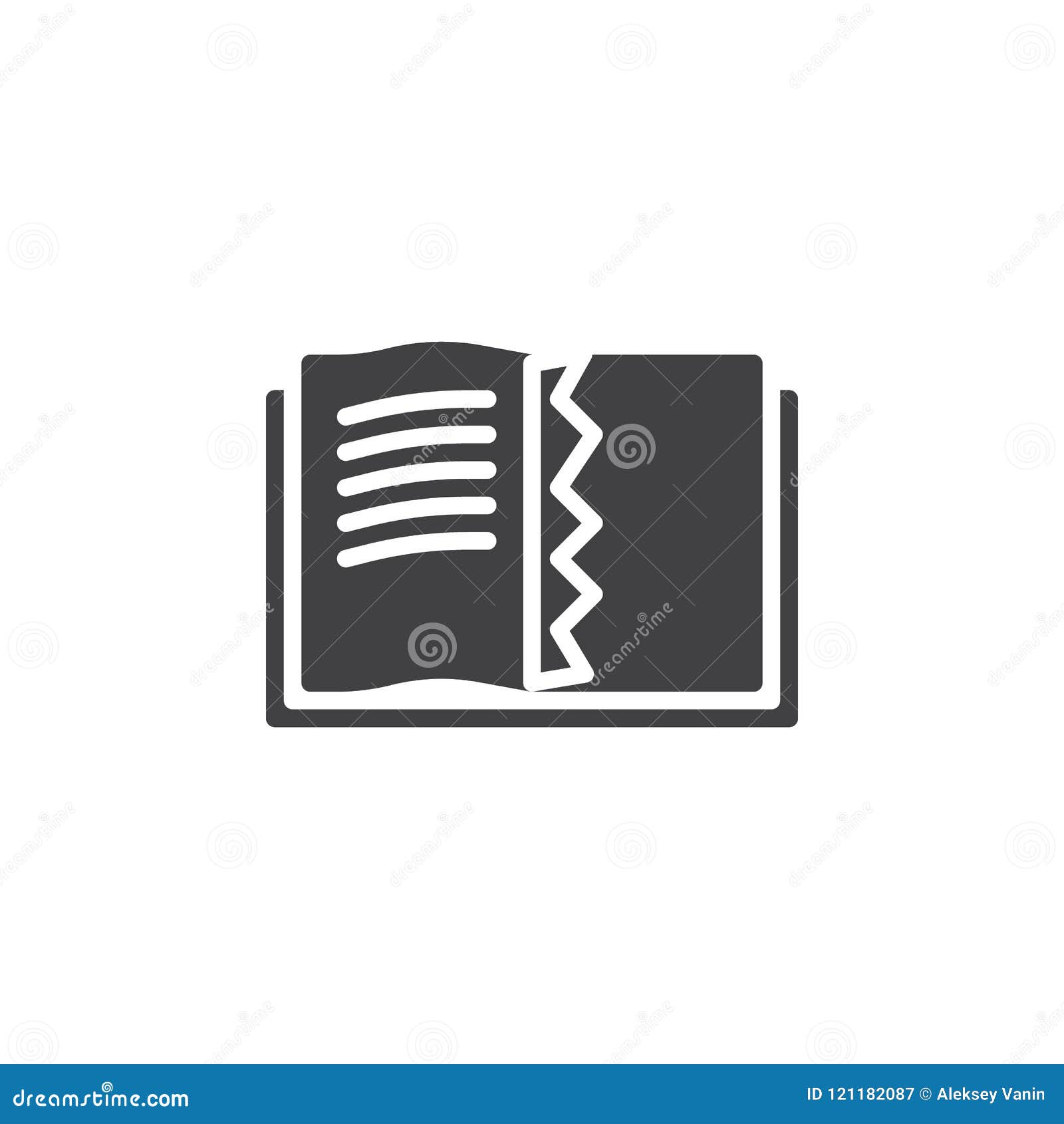 Open Book with a Torn Page Vector Icon Stock Vector - Illustration of ...