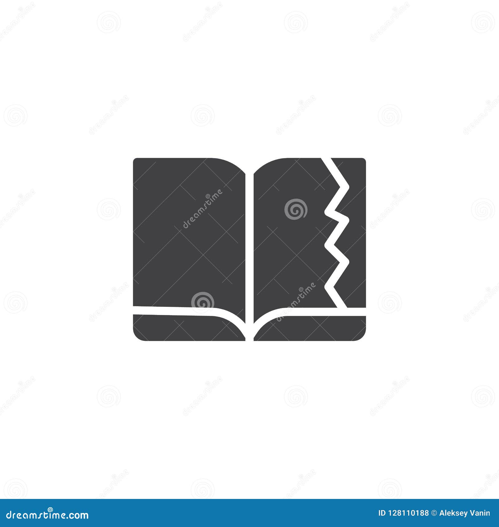 Open Book with a Torn Page Vector Icon Stock Vector - Illustration of ...