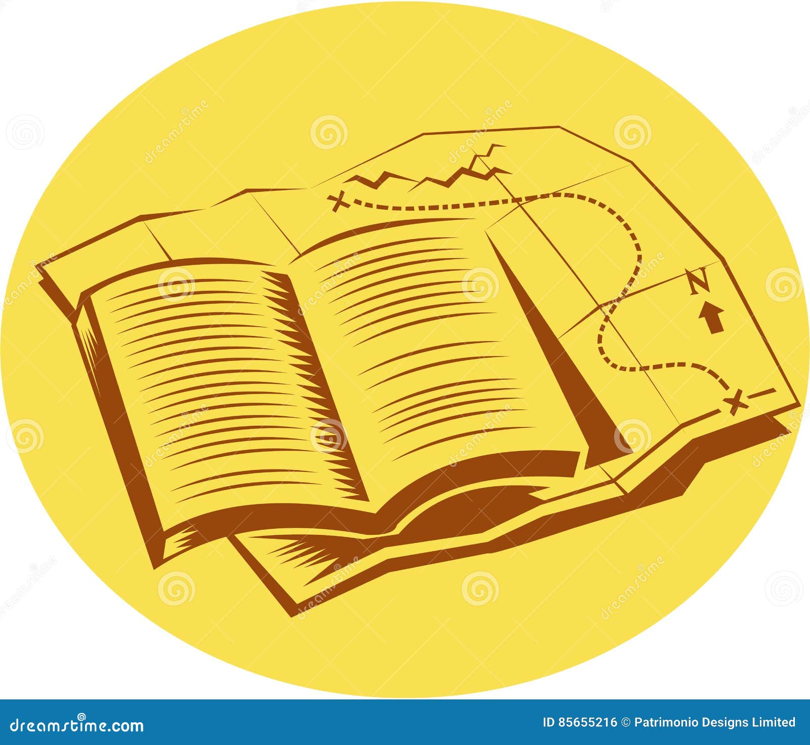 Open Book Trail Map Oval Woodcut Stock Vector - Illustration of oval ...