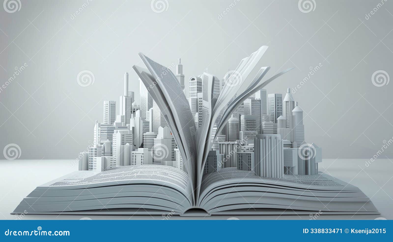 Open Book Transforming into a Modern Cityscape in a Minimalist Style ...