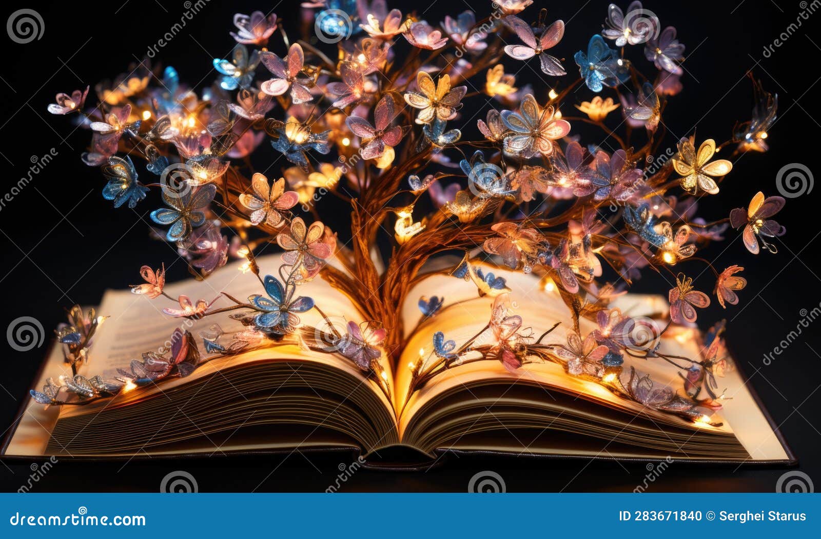 An Open Book with a Tree of Butterflies on it. Generative AI Image ...