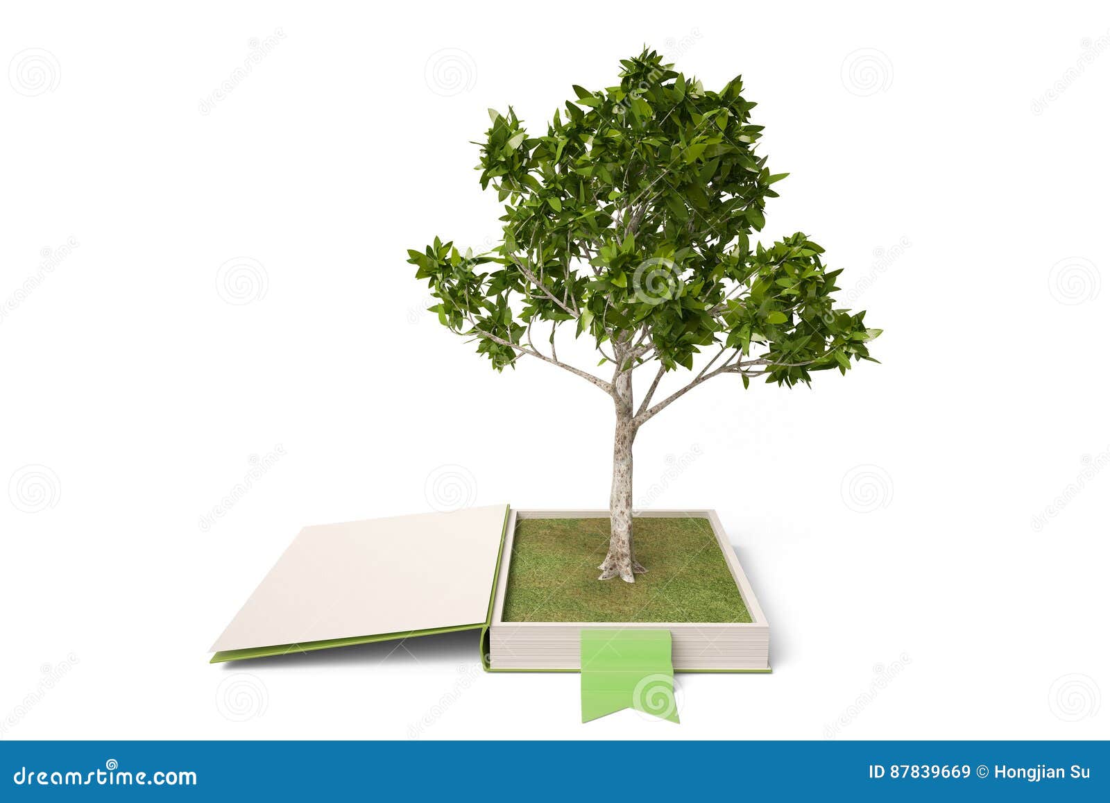 An Open Book and the Tree.3D Illustration. Stock Illustration ...