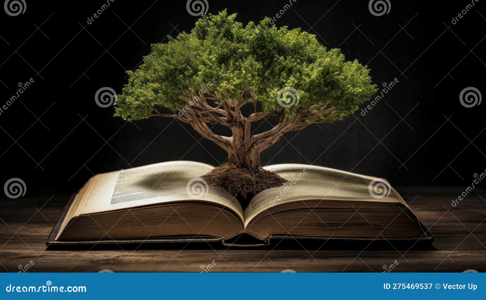 An Open Book with Tree Growing Out of it. Generative AI Stock Image ...