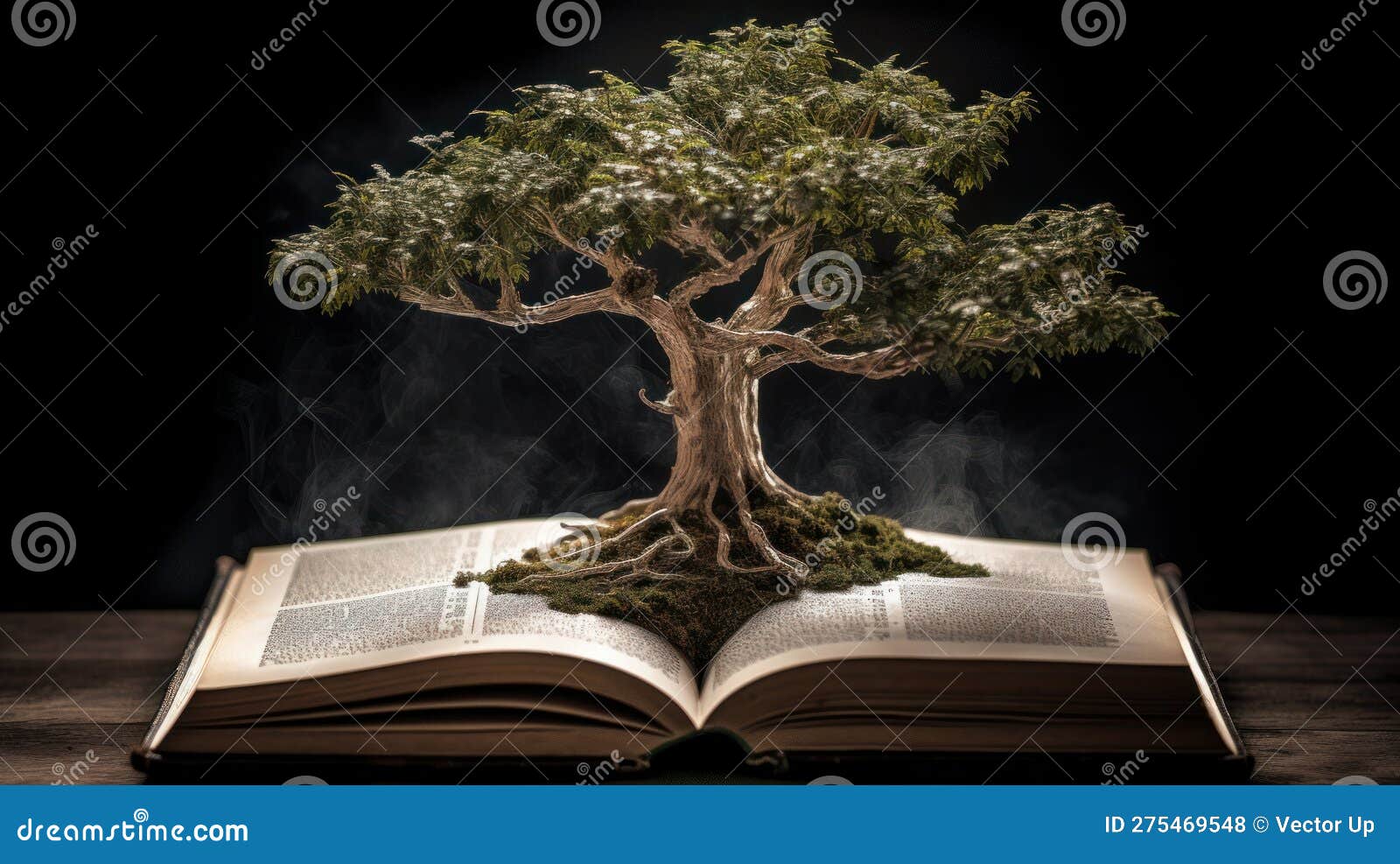 An Open Book with Tree Growing Out of it. Generative AI Stock ...